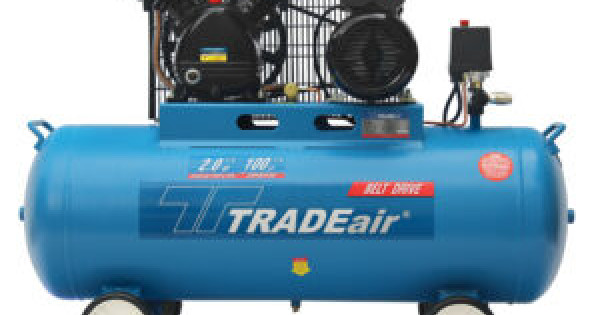 TRADEair-100L-1.5kW-Lubricated-Cast-Iron-V-Head-Compressor-Belt-Driven ...